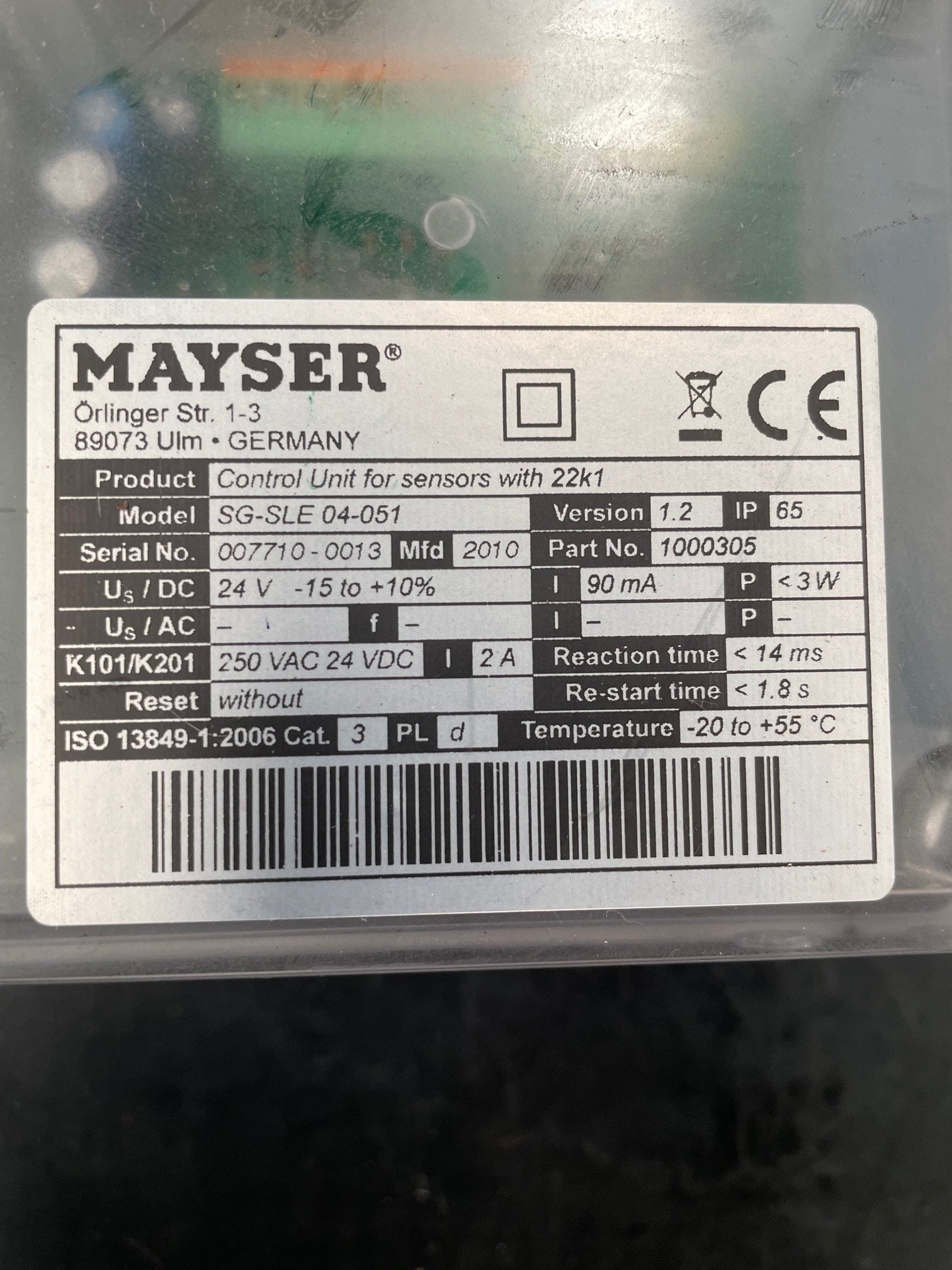 09.02.0156 Base Control Mayser unit for sensors :: Material electrico y ...