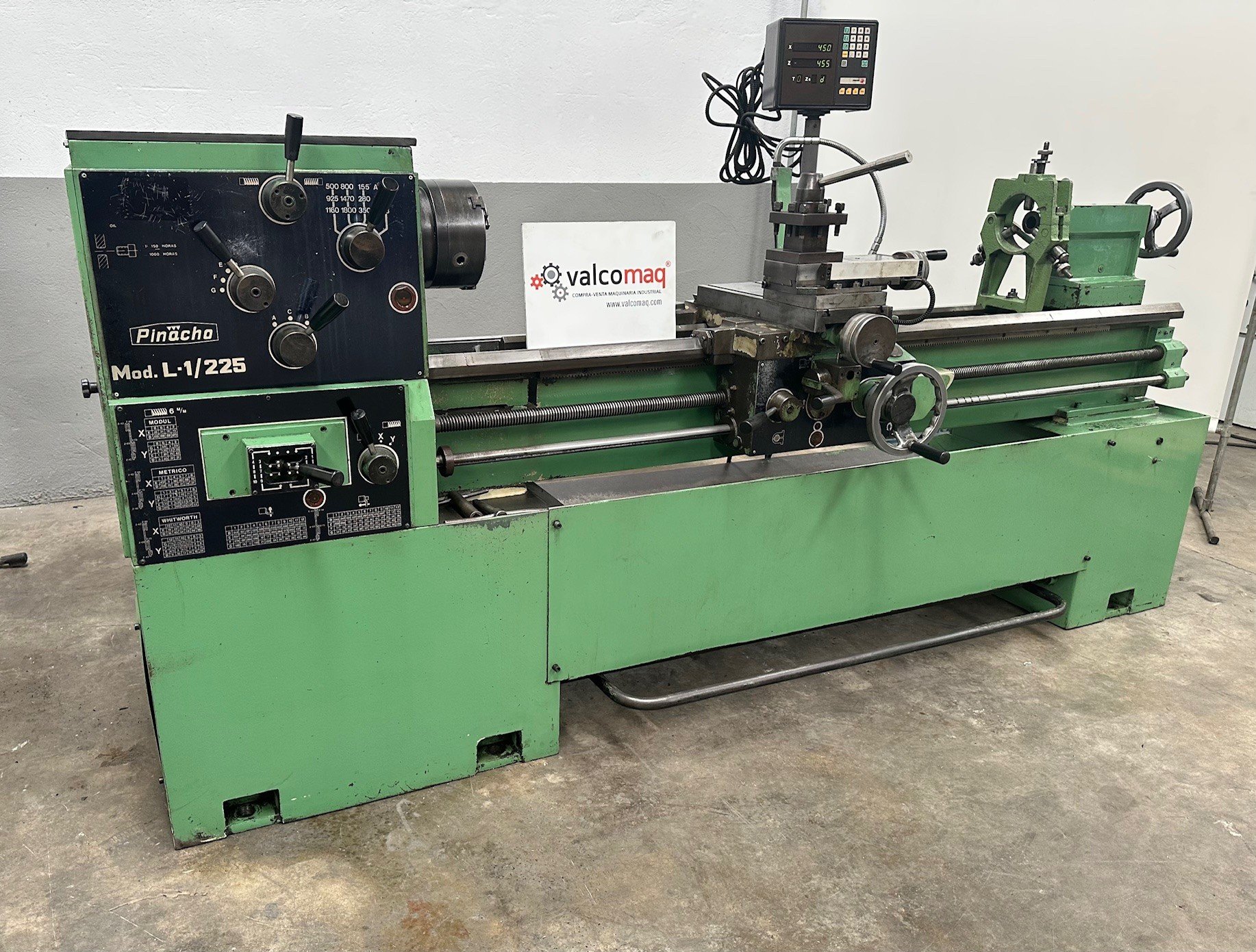 Torno Pinacho modelo L1 225 x 1600mm e.p,con visualizador de cotas ...