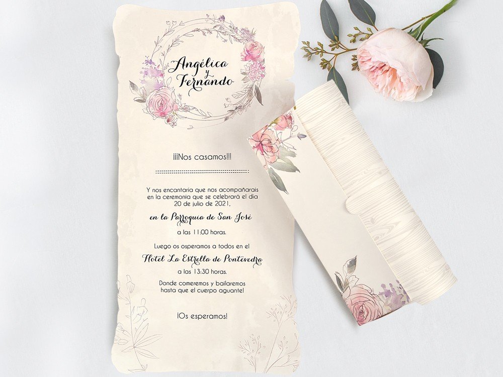 Invitación De Boda Con Patrón De Pergamino Invitaciones Diseño Del
