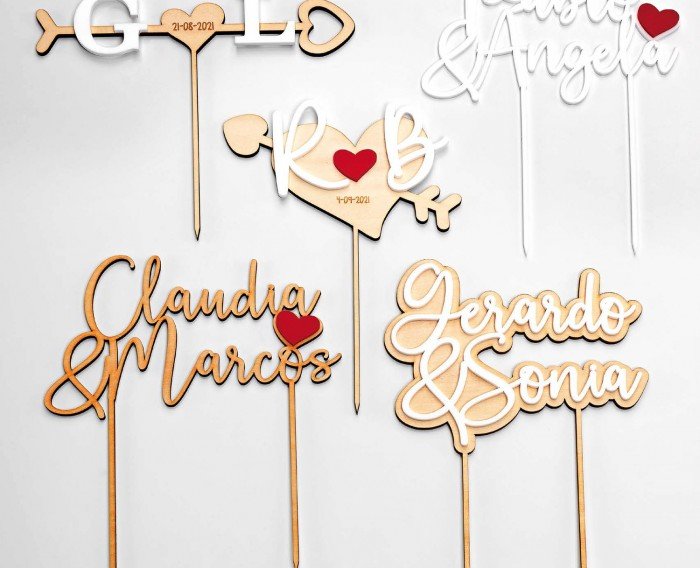 cake topper madera :: COMPLEMENTOS ESPECIAL BODA